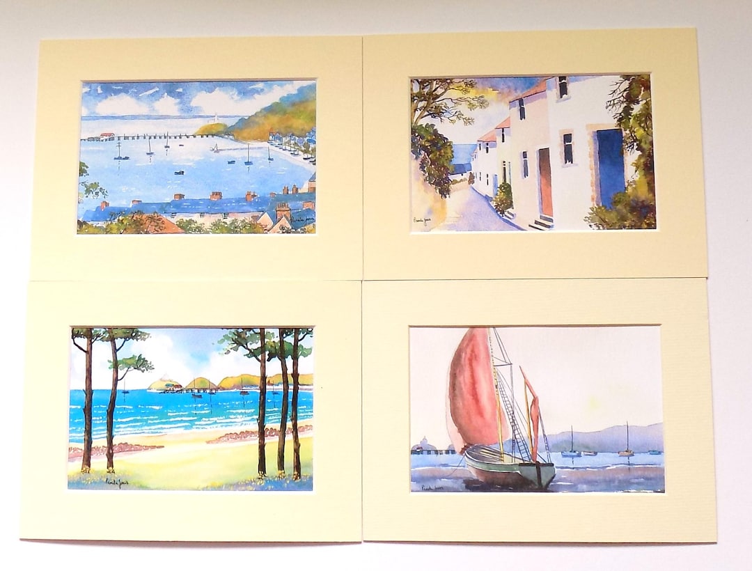 Mumbles Swansea Bay Watercolour Art Prints : South Wales Art, Set of 4 ...