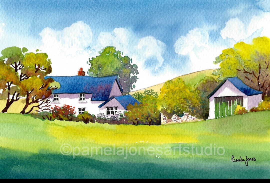 Original Watercolour, Painting, Welsh Farmhouse, Mid Wales, in 14 X 11 ...