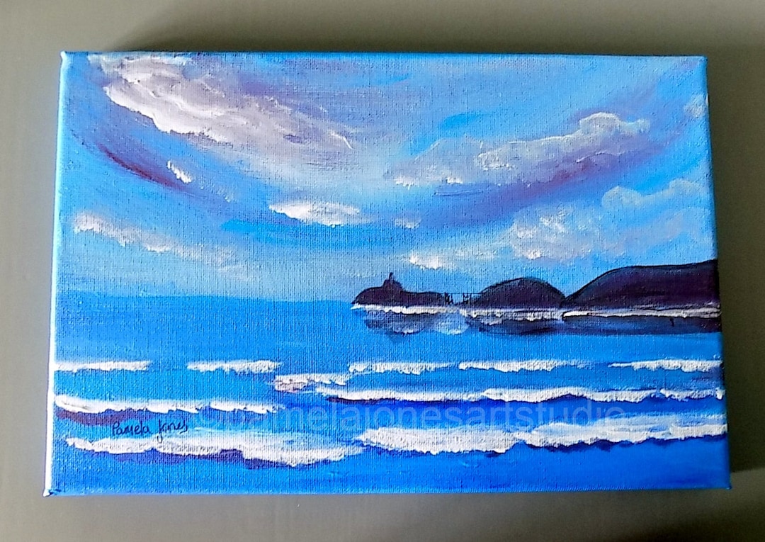 Mumbles, Swansea Bay, South Wales, Acrylic Painting, on 30 X 20 Cm ...