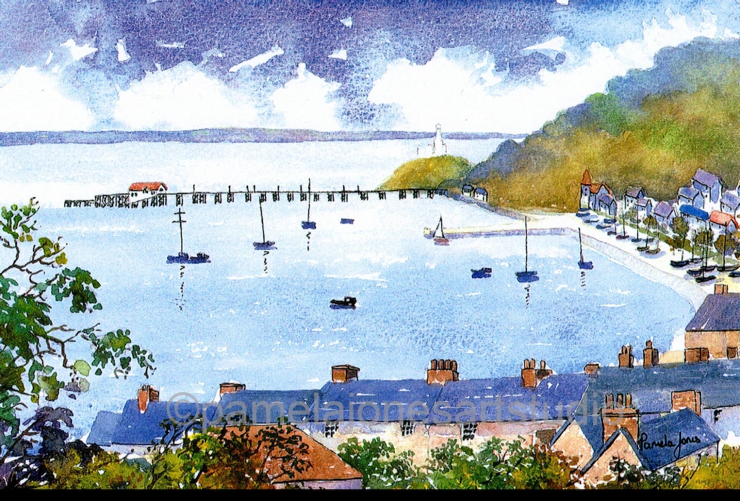 Watercolour Print, Mumbles, Swansea, South Wales, in 14 X 11'' Mount ...