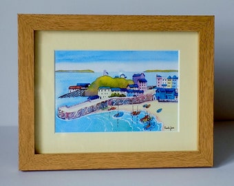Watercolour Print Tenby Harbour Pembrokeshire West Wales - Etsy UK