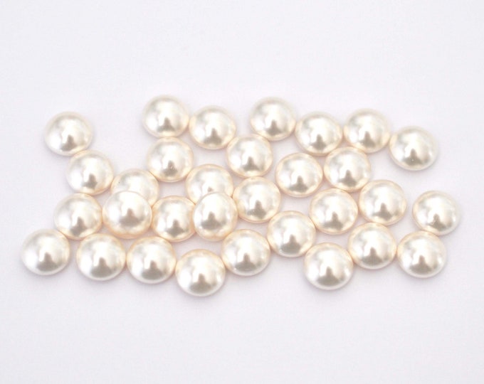 White Pearl 8mm Cabochon - 5817 Barton Crystal - Fits 39SS Cup Chain ...