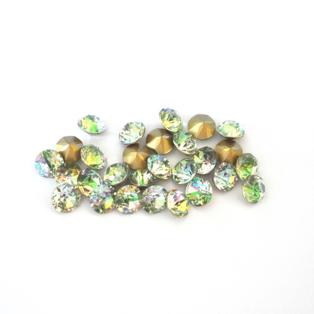 Peridot Burst 8mm Chatons Round Glass Rhinestones, DIY Craft Crystals ...