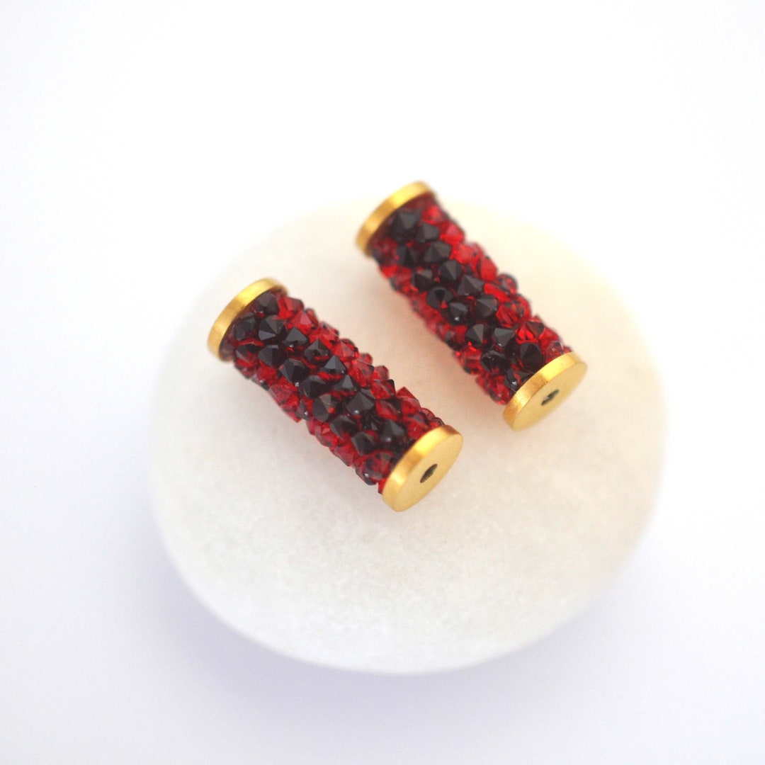 Siam W. Gold Plated Accents 15MM Fine Rocks Tube Beads - Barton Crystal ...
