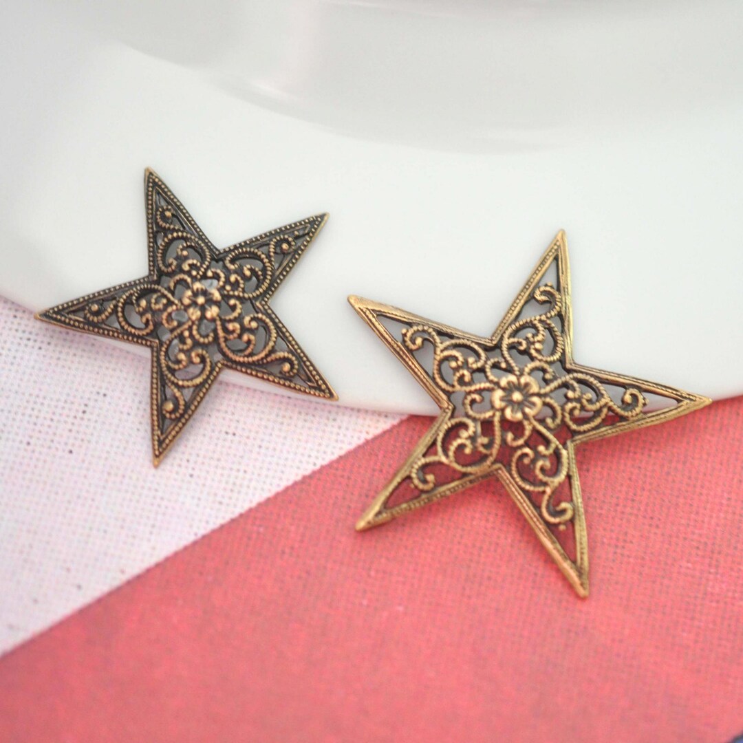 Antique Brass Ox Star Filigree Design , Made in the USA, Vintage Design ...