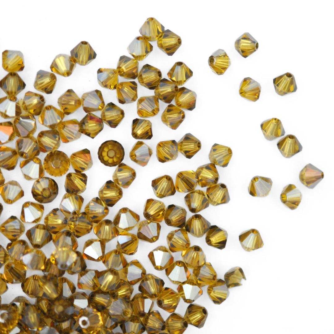 4mm & 6mm Lime Satin Bicone 5301 Barton Crystal Beads, Made in Austria ...