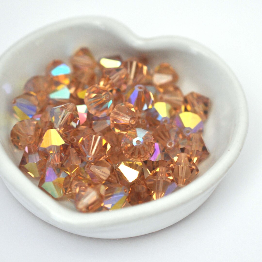 Vintage Barton Crystal - Light Colorado Topaz AB 9MM - Bicone Beads ...