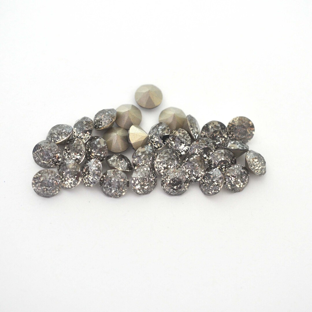 Black Graffiti 8mm Chatons Round Glass Rhinestones, DIY Craft Crystals ...