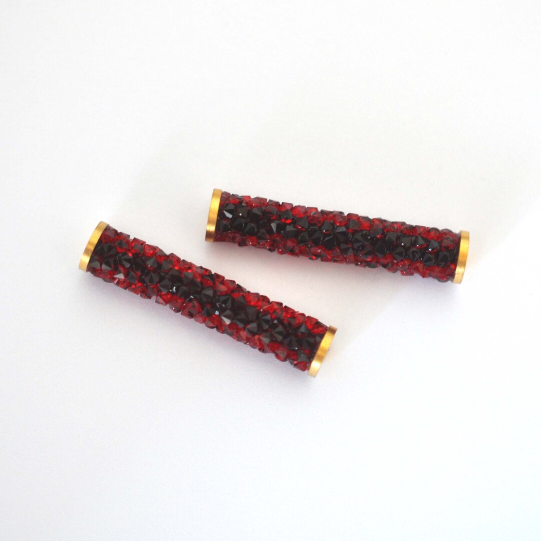 Siam W. Gold Plated Accents 30MM Fine Rocks Tube Beads - Barton Crystal ...