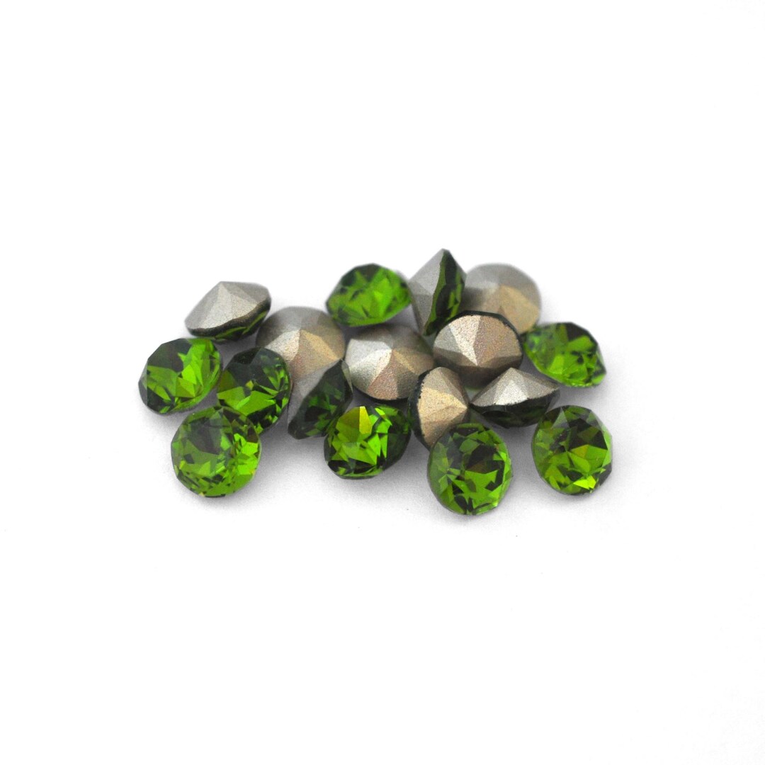 Olive Green 8mm Chatons Round Glass Rhinestones, DIY Craft Crystals - 6 ...