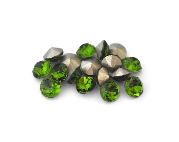 Olive Green 8mm Chatons Round Glass Rhinestones, DIY Craft Crystals - 6 ...