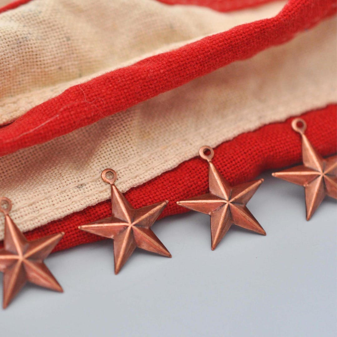 Antique Copper Ox Brass 22mm Barn Star Charms, Made in the USA, Vintage ...