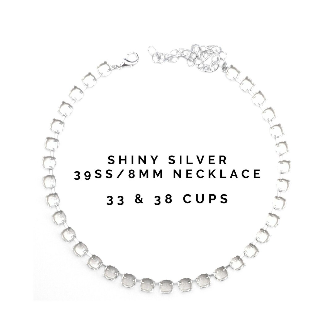 Shiny Silver Plated Cup Chain Necklace 39SS or 8MM Crystals- DIY ...