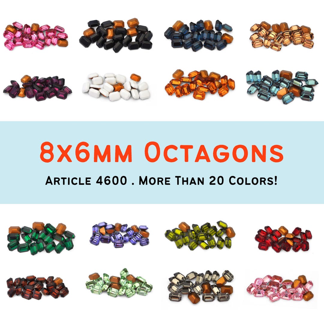 8x6mm Octagon Shape 4600 Barton Crystal Rhinestones, Made in Austria ...