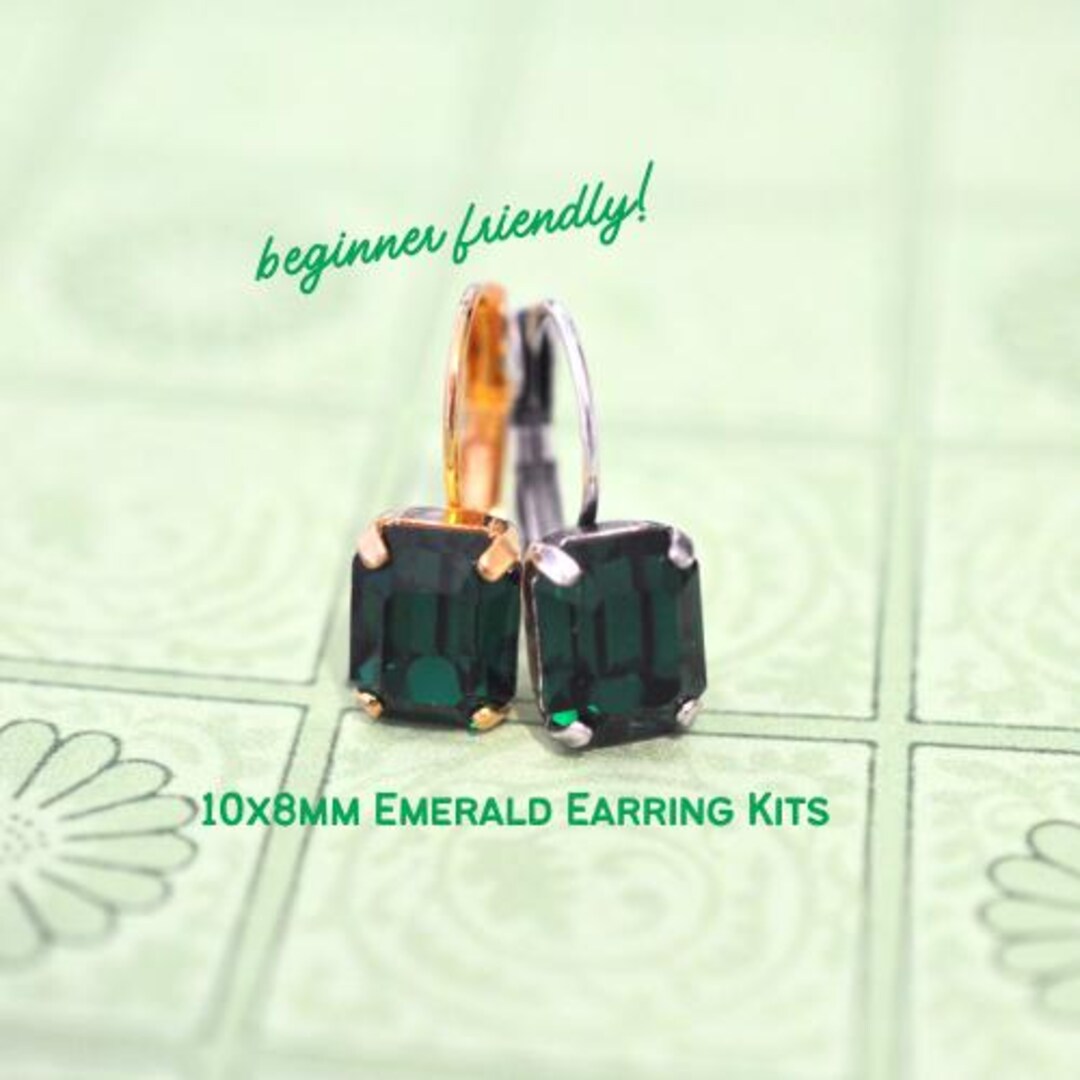 10x8mm Emerald Green Octagon Earring Kit, Barton Crystal, Made With ...