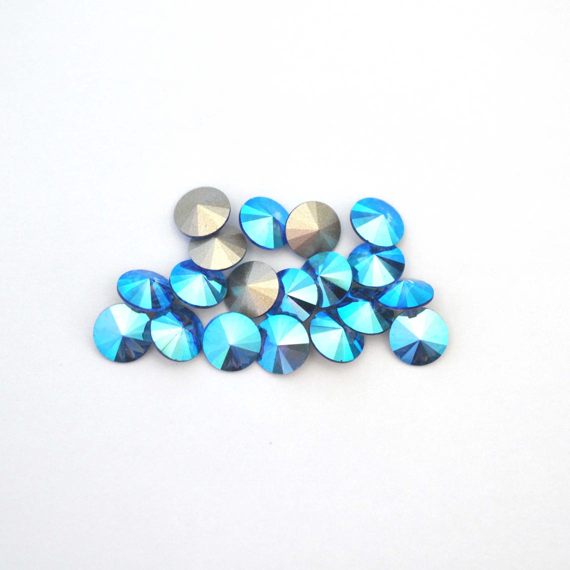 Sapphire AB 39ss 1122 Round Austrian Crystal Rivolis, 8mm Cup Chain - Etsy