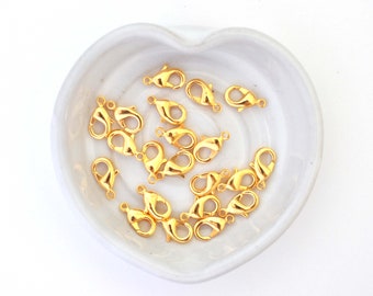 20mm 24k Shiny Gold Lobster Clasps, Claw Clasps, Heart Clasps, Circle ...