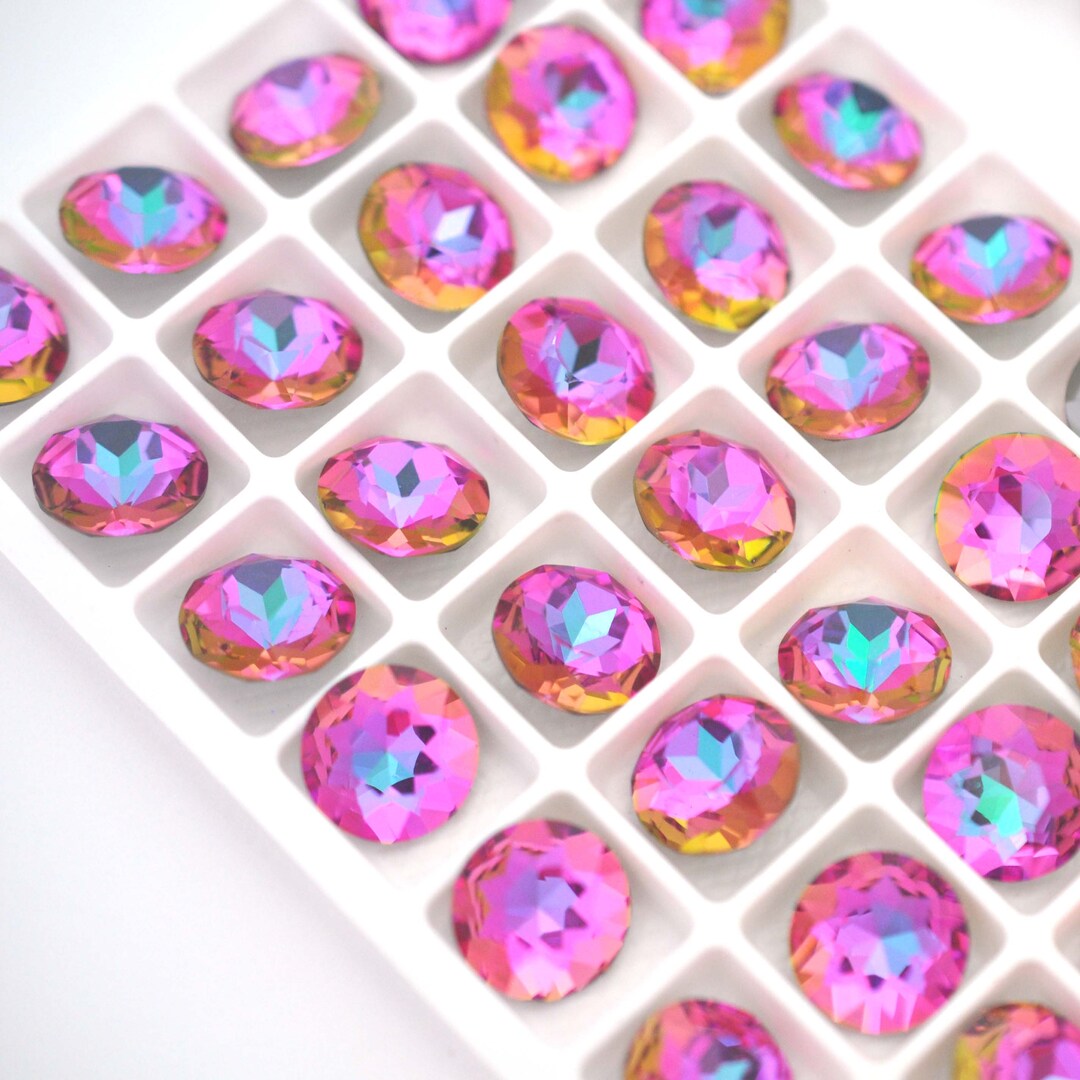 Pink Skies 12mm Chaton Round Glass Rhinestones, DIY Craft Crystal Fits ...