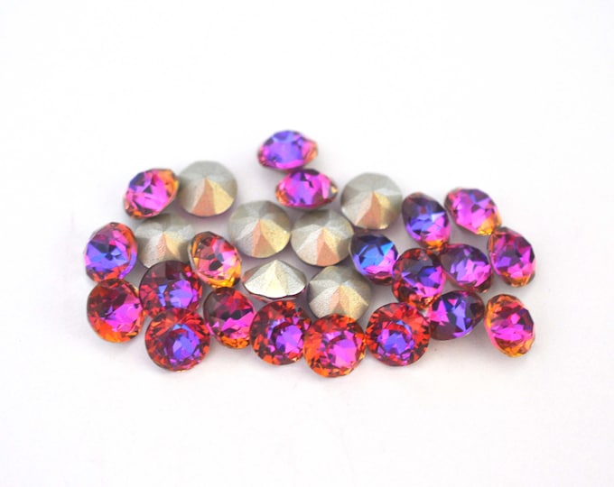Pink Sunset 8mm Chatons Round Glass Rhinestones, DIY Craft Crystals ...