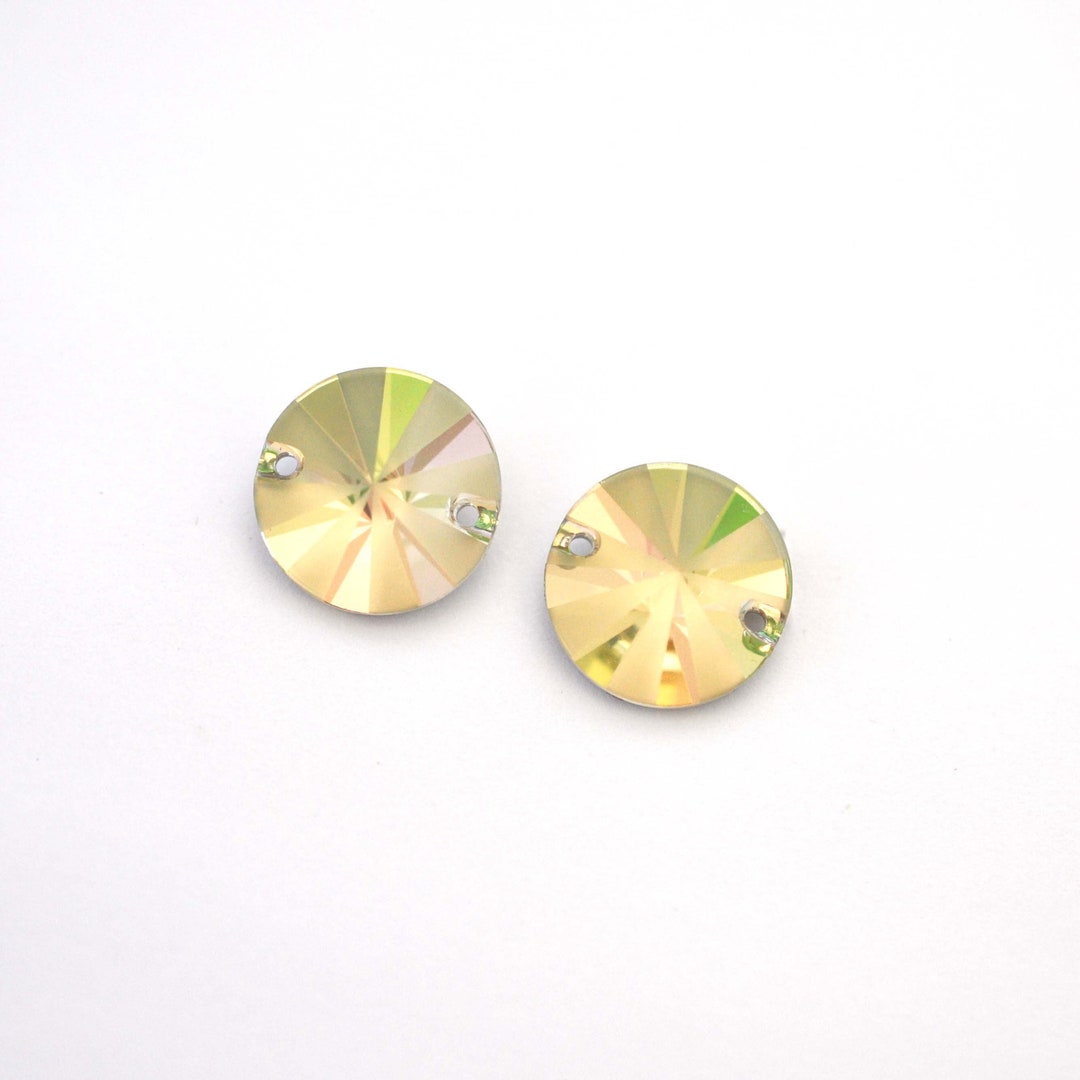 Luminous Green 14mm Round Shape 2 Hole Sew on Stone - 3200/G Barton ...