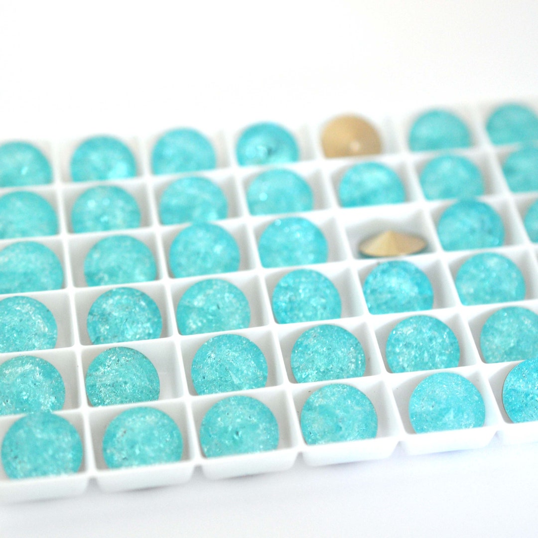 Light Turquoise Ice 12mm Rivoli Round Glass Rhinestones, DIY Craft ...