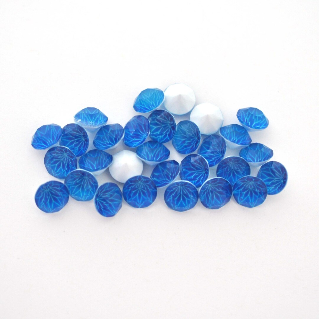 Florescent Blue 8mm Chatons Round Glass Rhinestones, DIY Craft Crystals ...