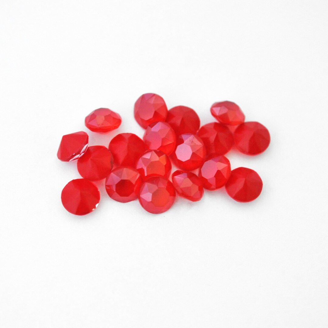 Cherry Red 8mm Chatons Round Glass Rhinestones, DIY Craft Crystals - 6 ...