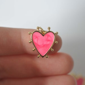 Pink Heart Charm, Hot Pink Enamel Charm, Love, Heart, Valentine 1 Charm ...