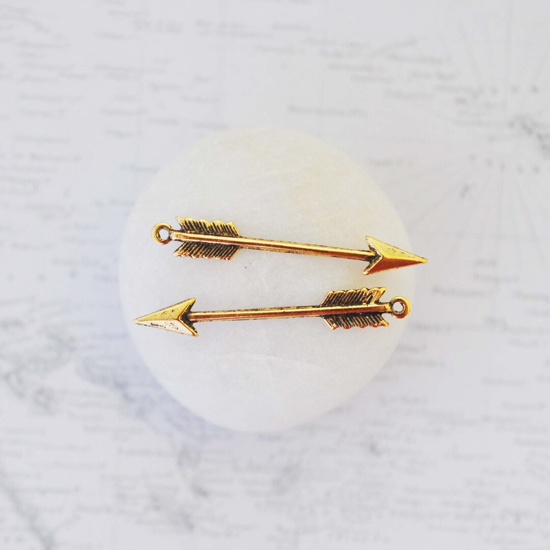 Antique Gold Ox Arrow Brass Charm Stamping - Charms for Crafting - DIY ...