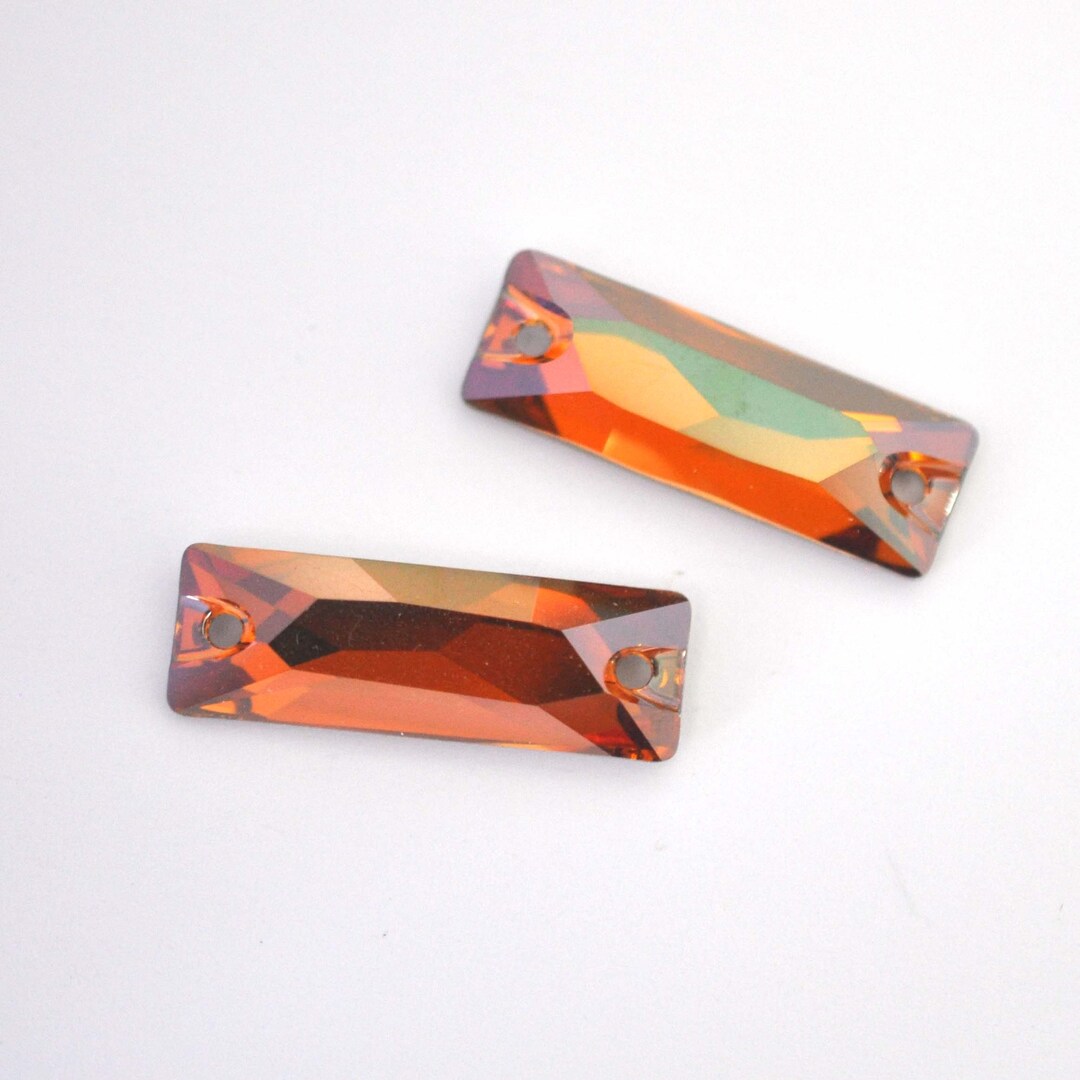 Copper 26x8.5mm Baguette 2 Hole Sew on Stones - 3255 Barton Crystal ...