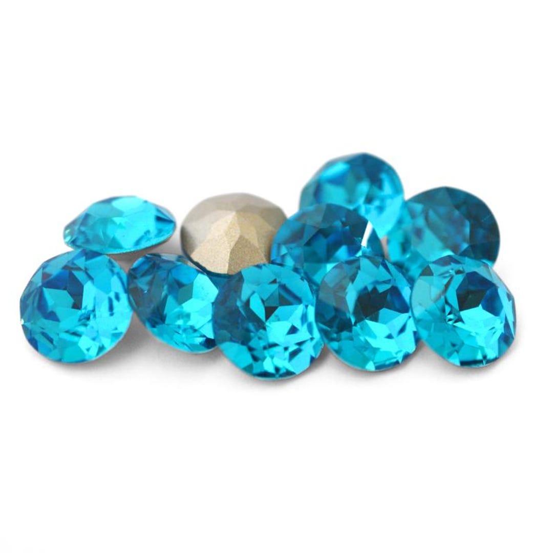 Blue Aqua 12mm Chaton Round Glass Rhinestones, DIY Craft Crystal - Fits ...