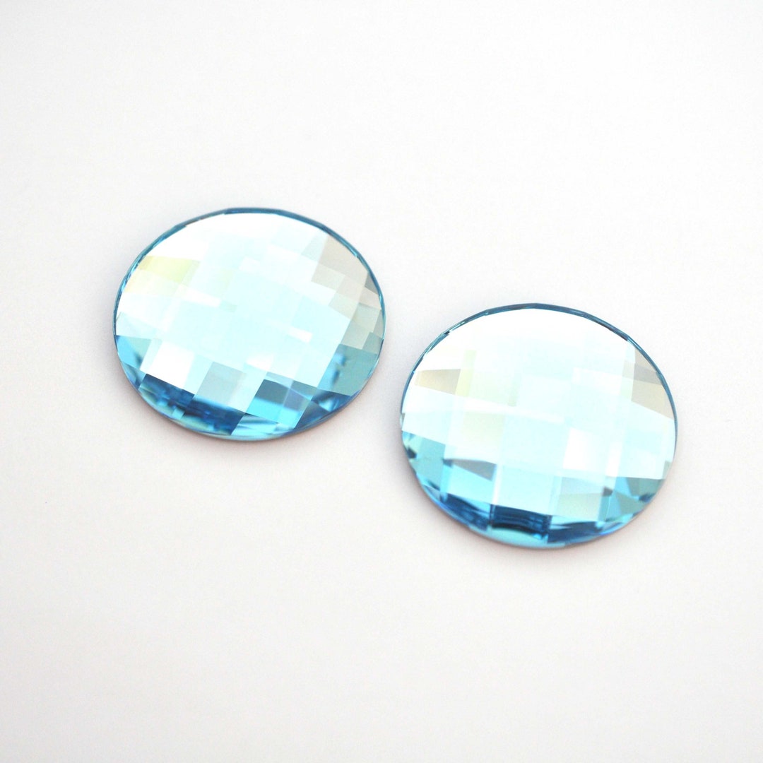 Aquamarine (aqua) Light Blue 30mm Flatback Chessboard Circle 2035 Barton Crystal - 1 Piece - Etsy