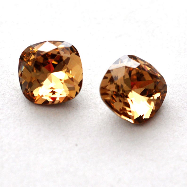 Light Colorado Topaz 12mm Cushion Cut Swarovski 4470 Crystals | Etsy