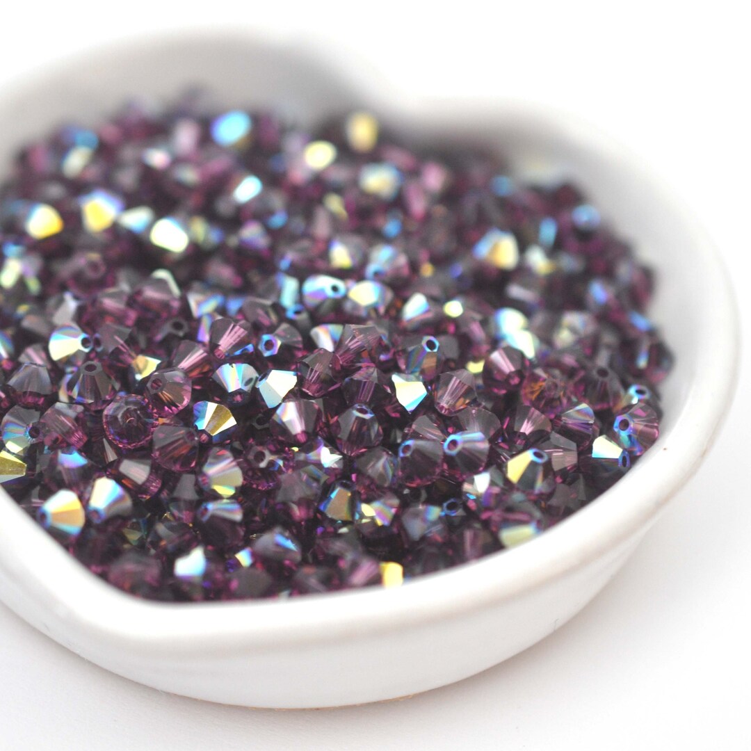 Amethyst AB 4mm & 6mm Bicone Beads, Barton Crystal - Bicones Article ...