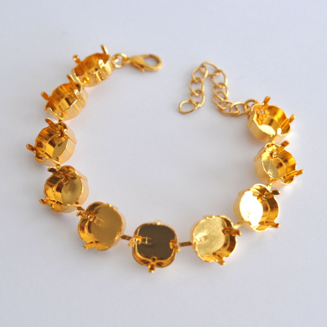 Cushion Square Empty Cup Chain 12mm Gold Plating for 4470 Bracelet DIY ...