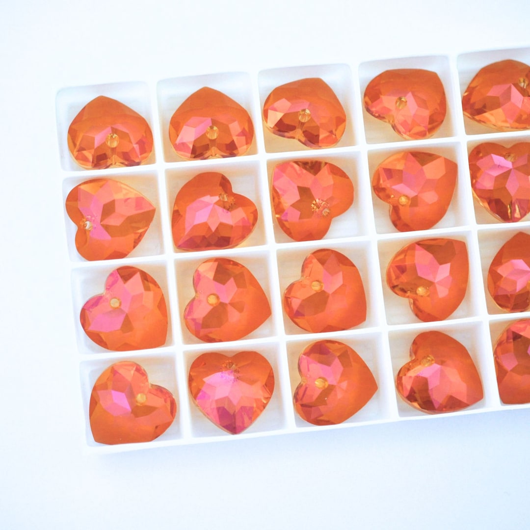 Astral Pink 18mm Heart Pendant Barton Crystal Love Orange & Pink Heart ...