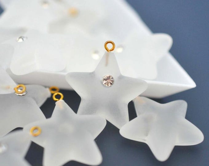 Frosted Star Light Touch of Sparkle Charm - Star W. Rhinestone - DIY ...