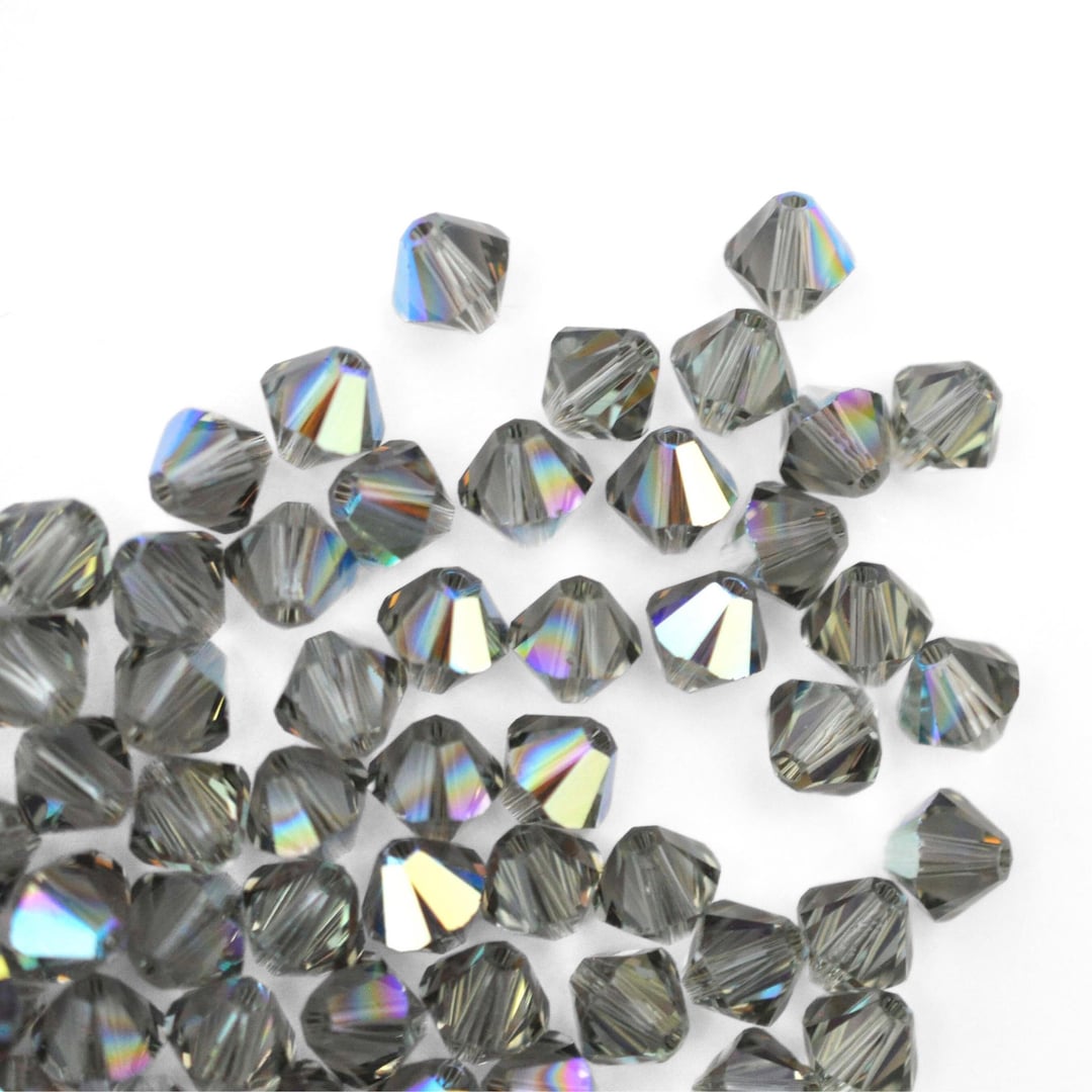 4mm & 6mm Black Diamond AB Bicone 5328 Barton Crystal Beads, Made in ...