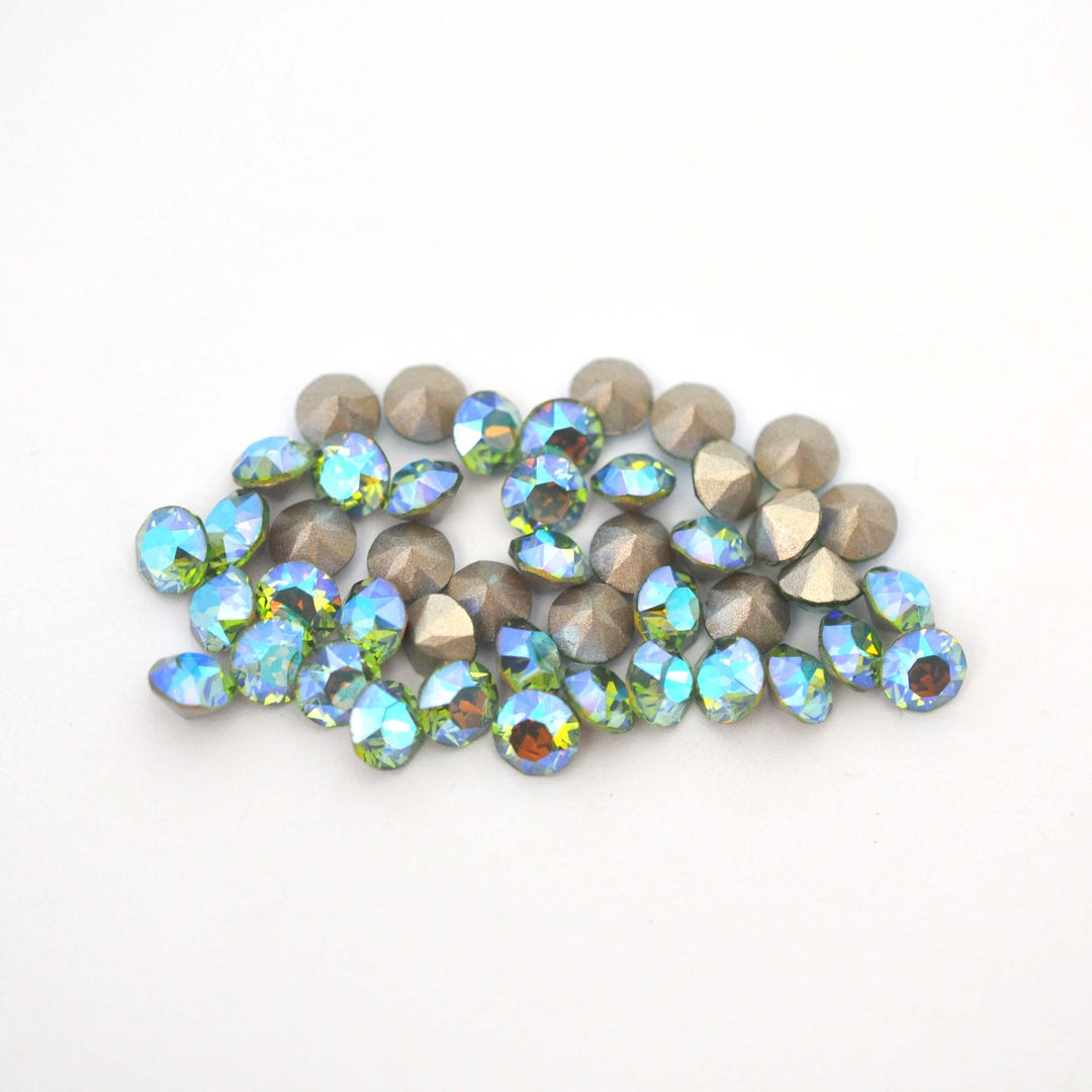Light Green Shimmer 6mm Chatons Round Glass Rhinestones, DIY Craft ...