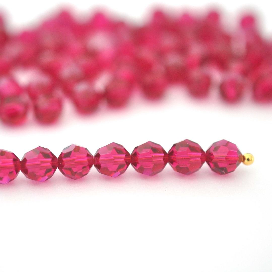 Ruby 6mm Faceted Round Beads, Article 5000 Barton Crystal - Multiple ...