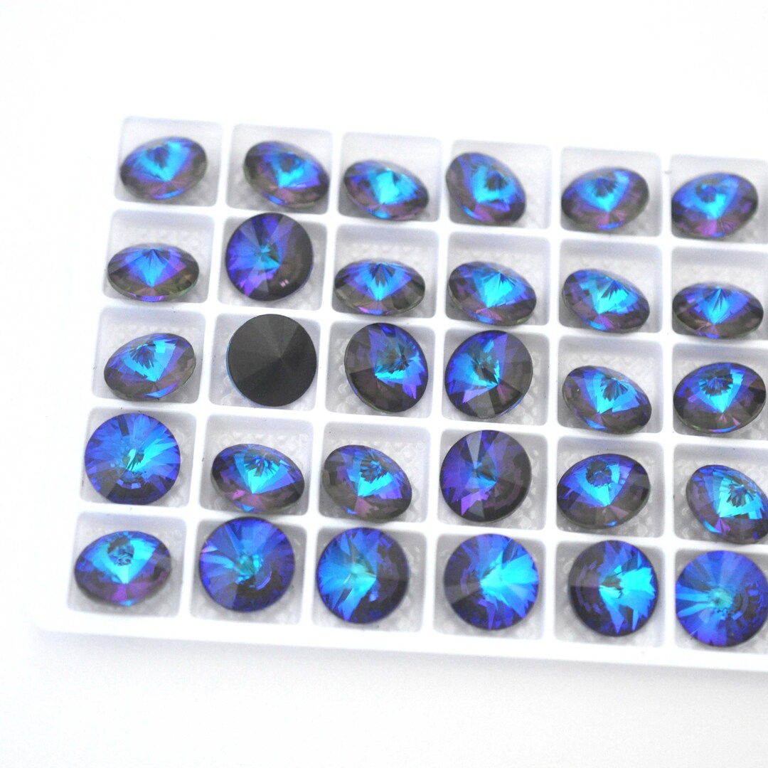 Midnight Delite 12mm Rivoli Round Glass Rhinestones, DIY Craft Crystals ...