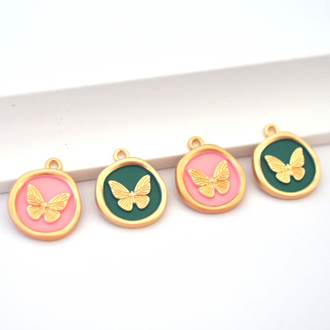 Gold Accent Butterfly Wax Seal Style Charms Pick Your Color Charms 1 ...