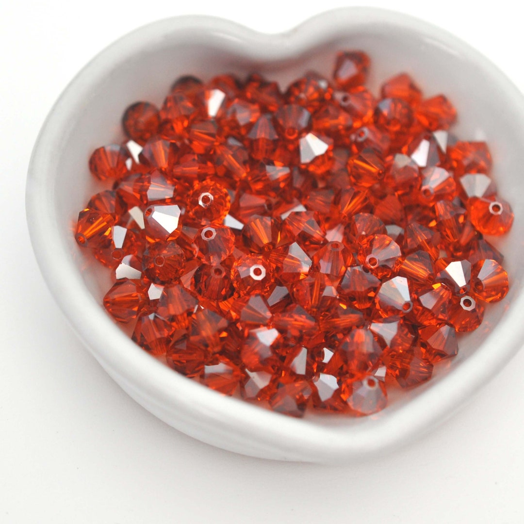Red Topaz Satin 6mm Bicone Beads Barton Crystal Bicones - Etsy España