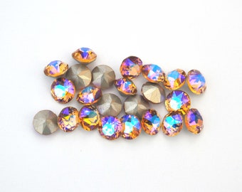 Pink Sunset 8mm Chatons Round Glass Rhinestones, DIY Craft Crystals ...