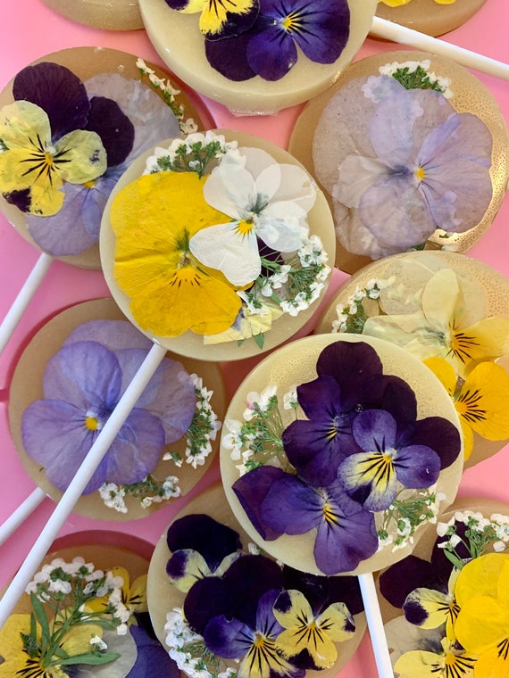 Piña Colada Edible Flower Lollipops - Etsy