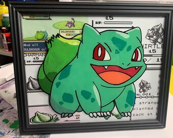 Mixed Media & Collage Art & Collectibles Paper 20x16 Bulbasaur Pokemon ...