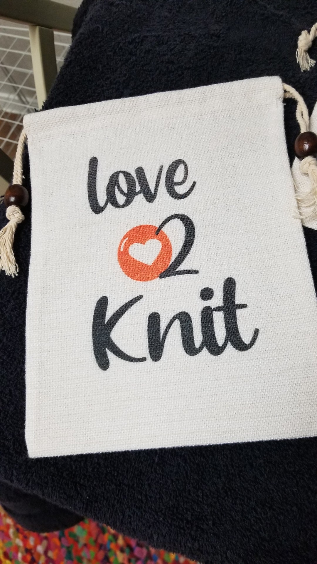 Love2knit Small Draw String Tote Bag. Great for Storing Hooks, Needles ...