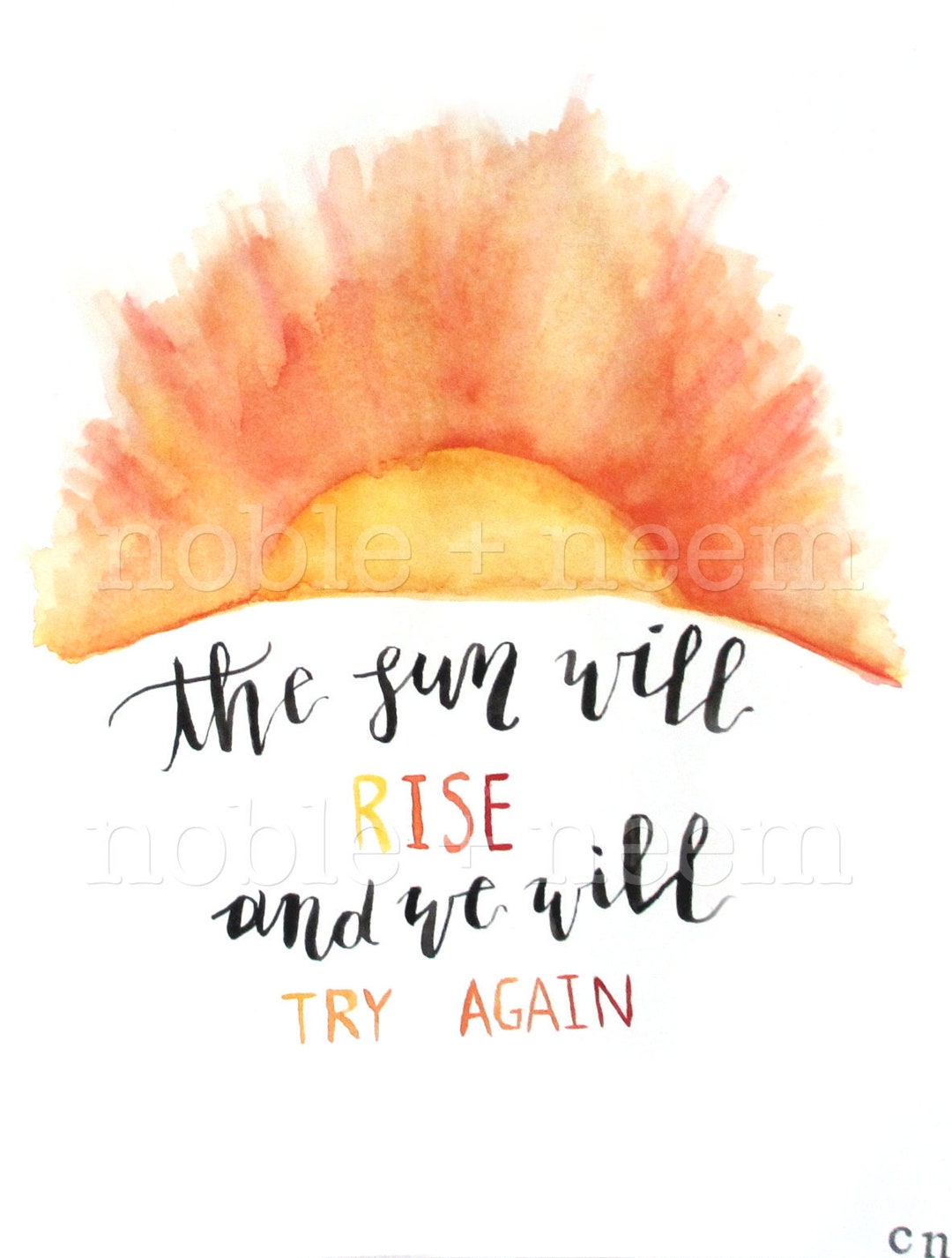 Inspirational Quote Hand Painted Lettering Sunrise the Sun Will Rise ...