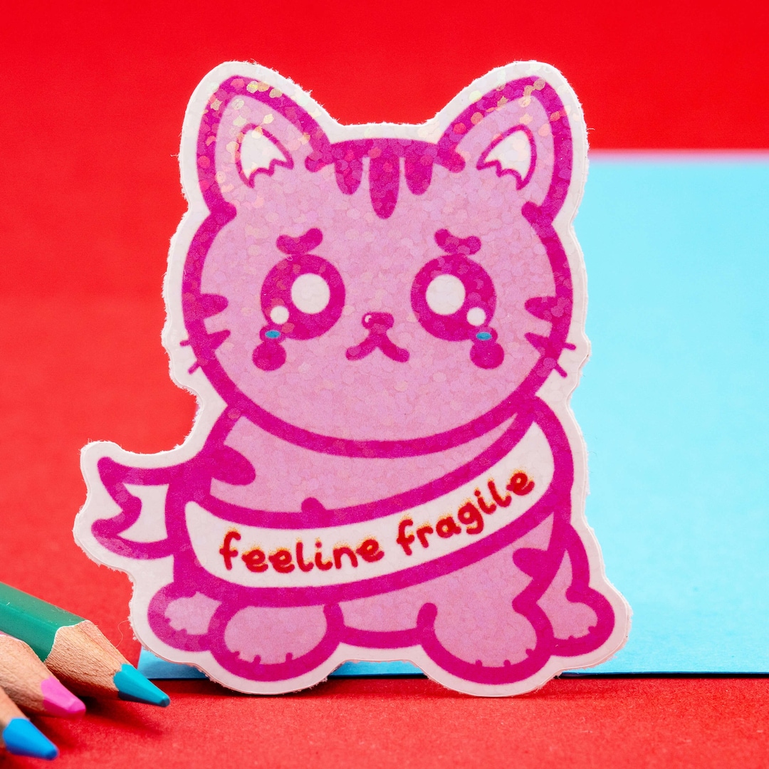 Feeline Fragile Cat Glitter Sticker: Mental Health, Neurodiversity - Etsy