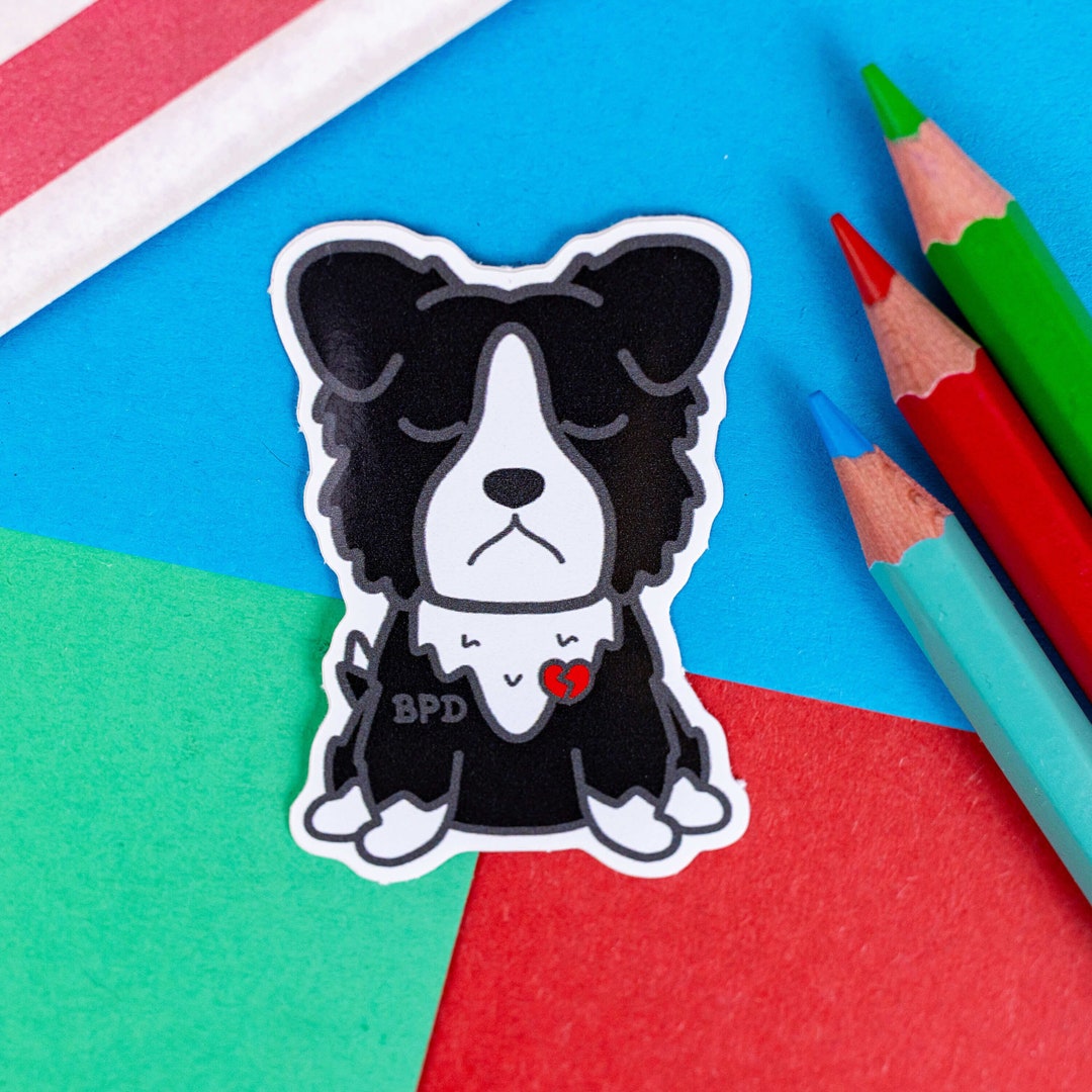 Borderline Personality Disorder Border Collie Dog Sticker BPD Vinyl ...